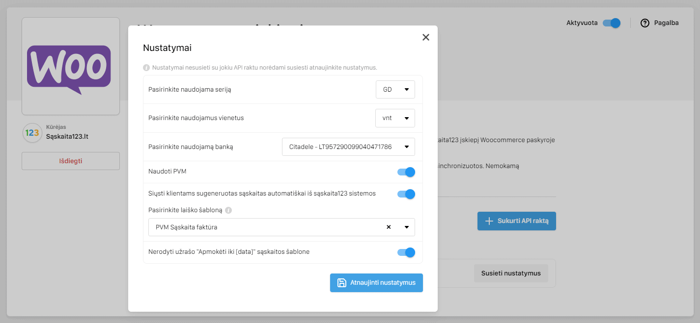 Sąsaja su Invoice123.lt PDF sąskaitų faktūrų išrašymui – Sbyte.lt